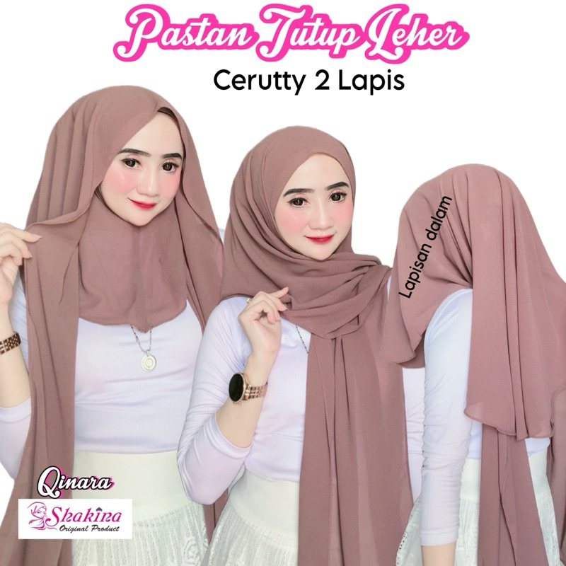 Jual Pashmina Cerutty 2 Lapis Qinara Tutup Leher Design Pashmina Ovale | Shopee Indonesia