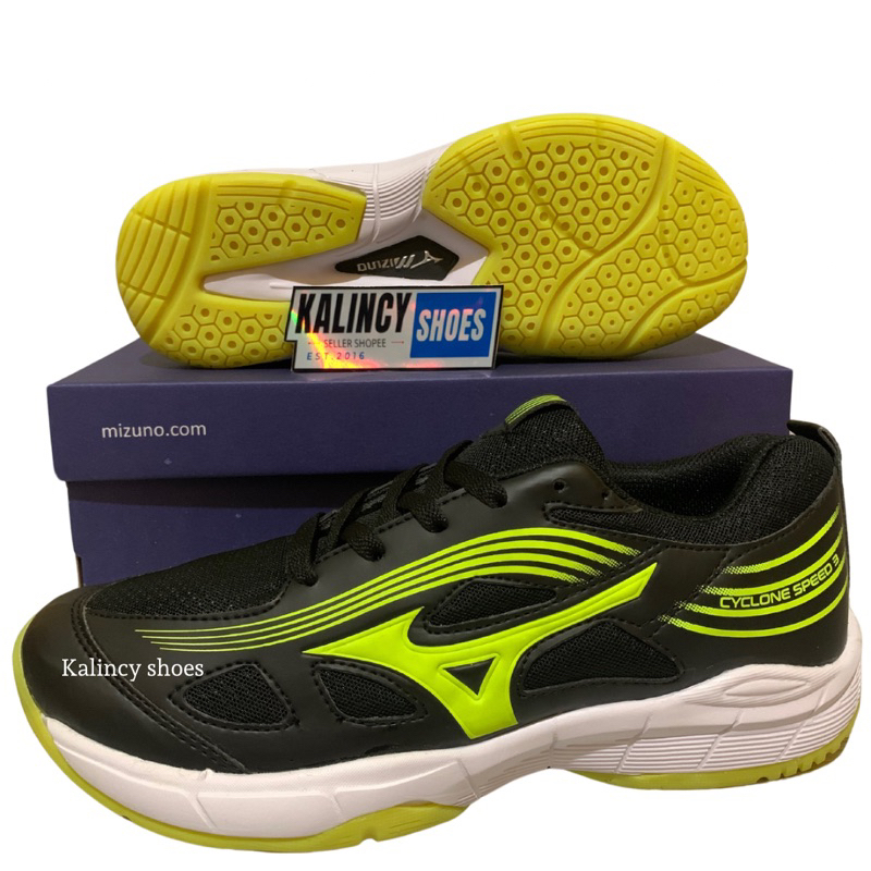 Jual SEPATU BADMINTON PRIA MIZUNO CYCLONE Speed 3 BLACK STABILO ...
