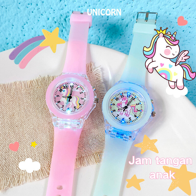 Jual Jam Tangan anak Perempuan unicorn Jam Tangan Budak Kartun LED Lelaki Kanak Cartoon kids ...