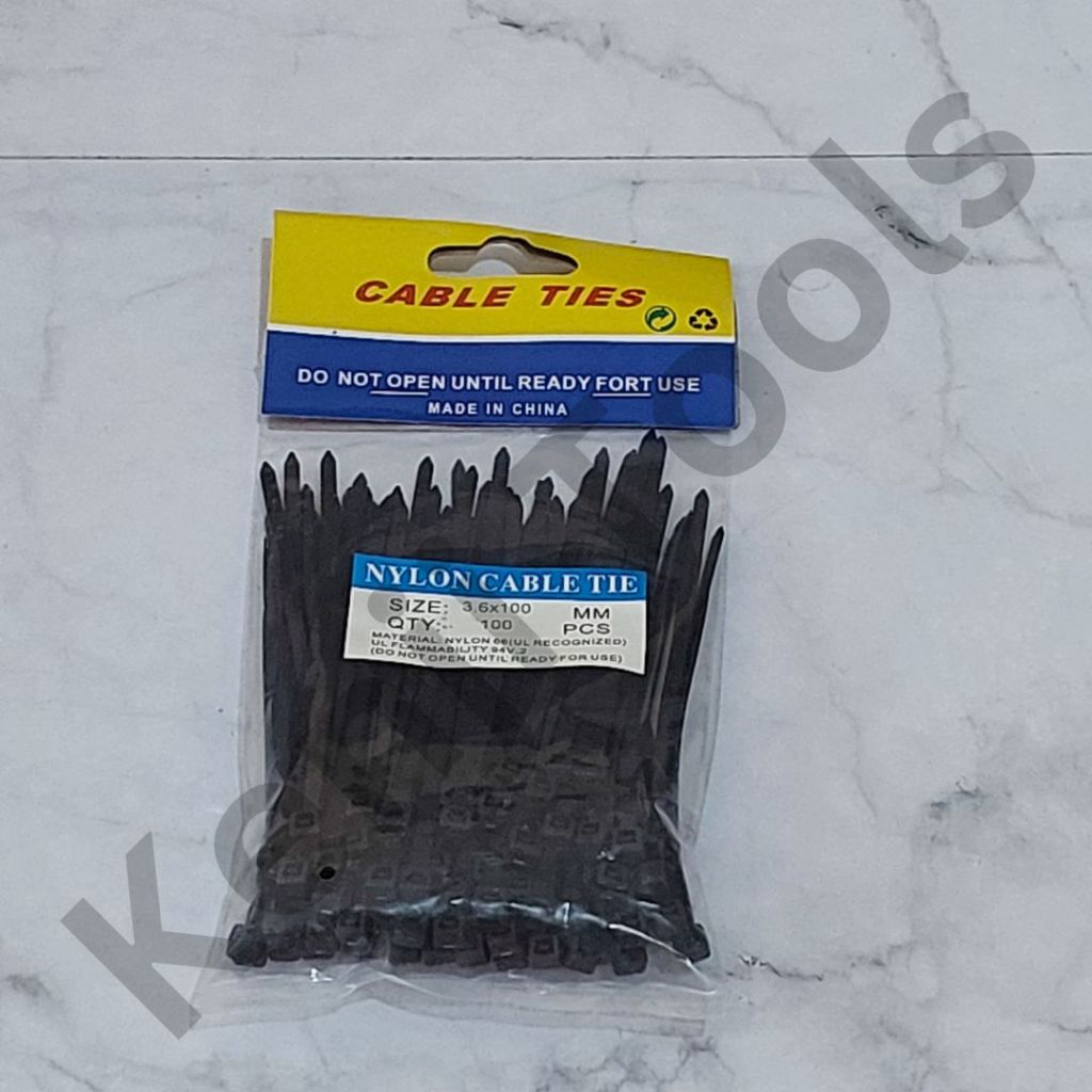Jual Kabel Ties Nylon 3.6x100mm Hitam Putih Isi 100 Pcs/ Ikat Kabel ...