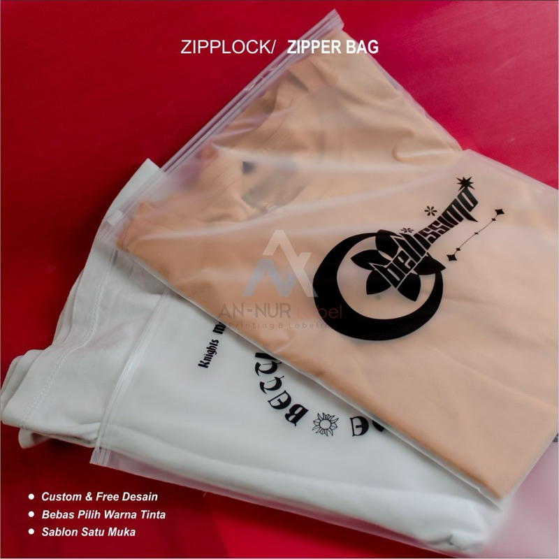 Jual Ziplock sablon custom ( min 100pcs ) plastik packing baju zipper ...