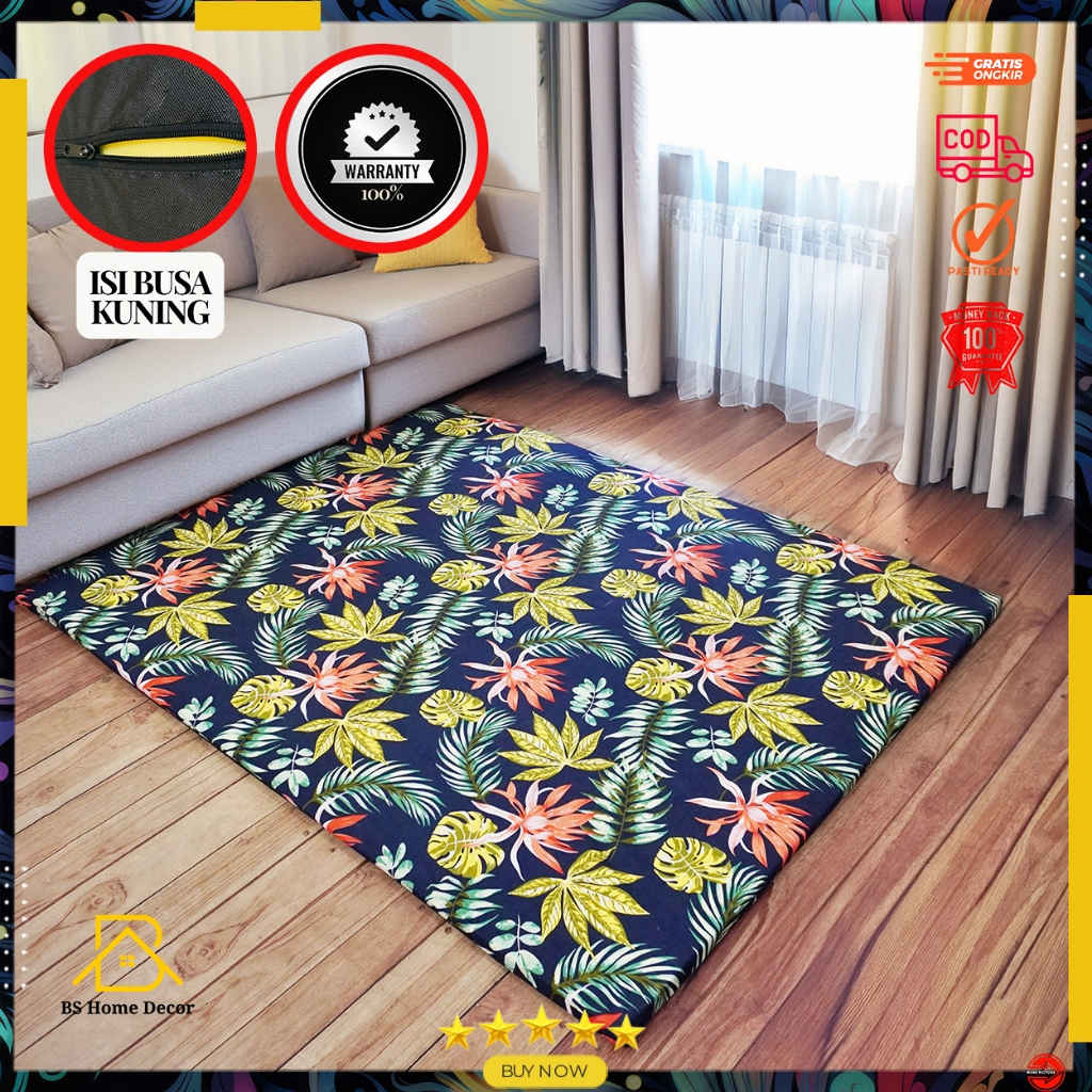 Jual Kasur Karpet Kasur Travel/Lantai Motif Bunga Isi Busa Kuning ...