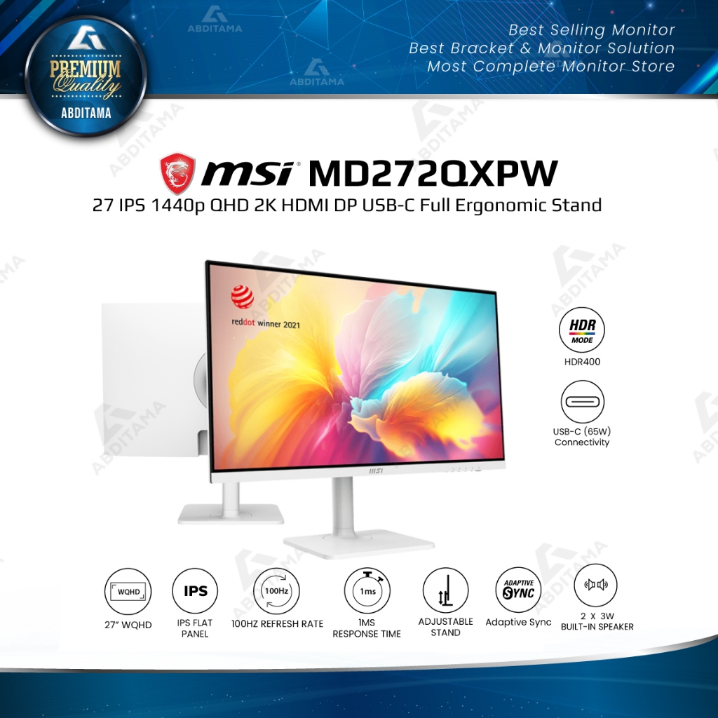 Jual Monitor LED MSI Modern MD272QXPW 27" IPS 1440p QHD 2K HDMI DP USB ...