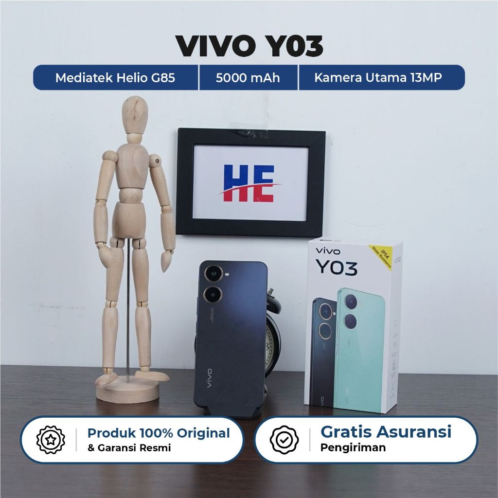Jual Vivo Y03 4+64GB / 4/128GB [+4GB Extended RAM] Original Garansi Resmi 1 Tahun | Shopee Indonesia