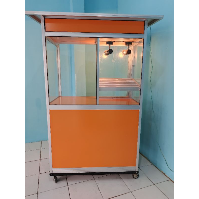 Jual booth/etalase kaca fried chicken/ayam goreng plus lampu pemanas ...