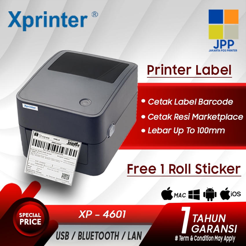 Jual PRINTER CETAK BARCODE / RESI THERMAL / PRINTER LABEL BLUETOOTH / WIFI / USB / LAN XPRINTER ...