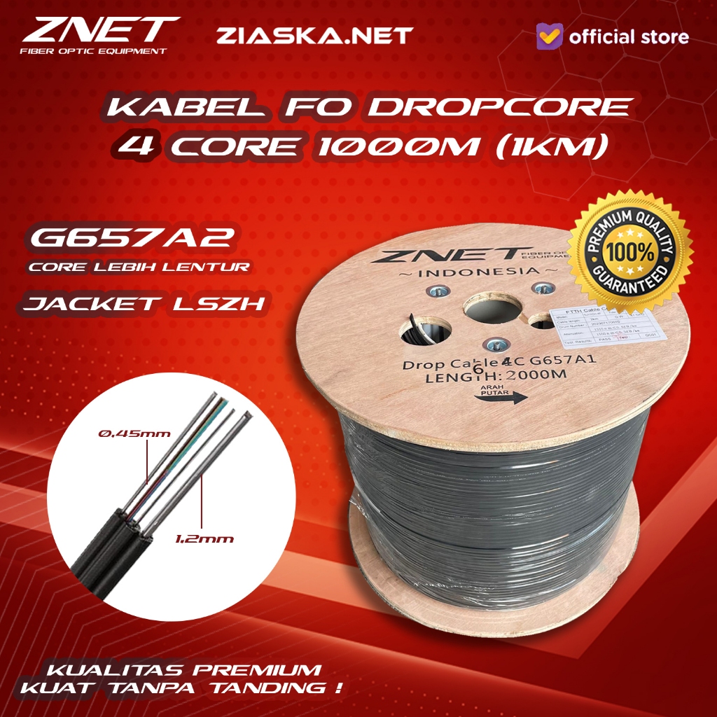 Jual KABEL FIBER OPTIC 4 CORE 3 SELING KAWAT 1000 METER DROPCORE DC 4 ...