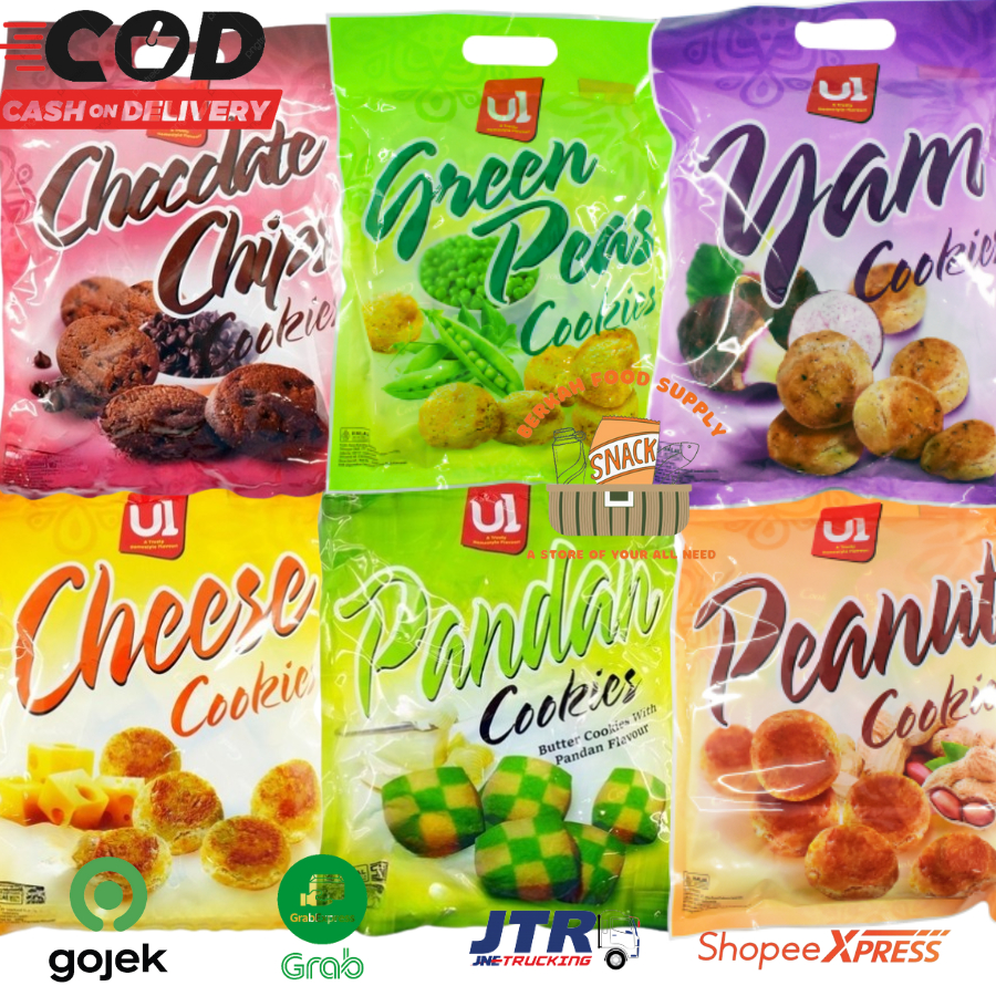 Jual [ BERKAH ] U1 Cookies Halal 300gr Yam Cookie Peanut Cookie Green ...
