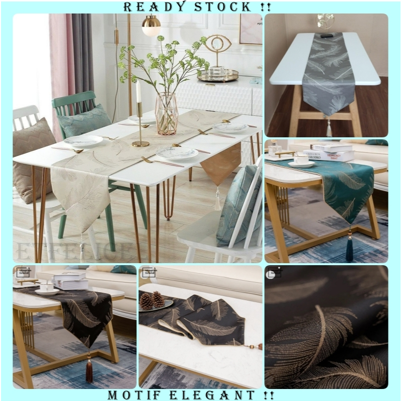 Jual Nordic Table Runner Gold Feather /Taplak Meja Tamu Meja Makan ...
