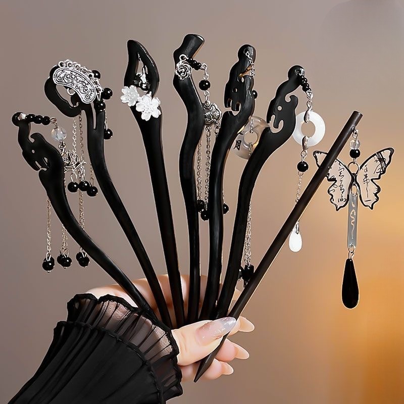 Jual Jepit Rambut Sanggul Tusuk Konde Kayu Hitam Hanfu Style Vintage ...