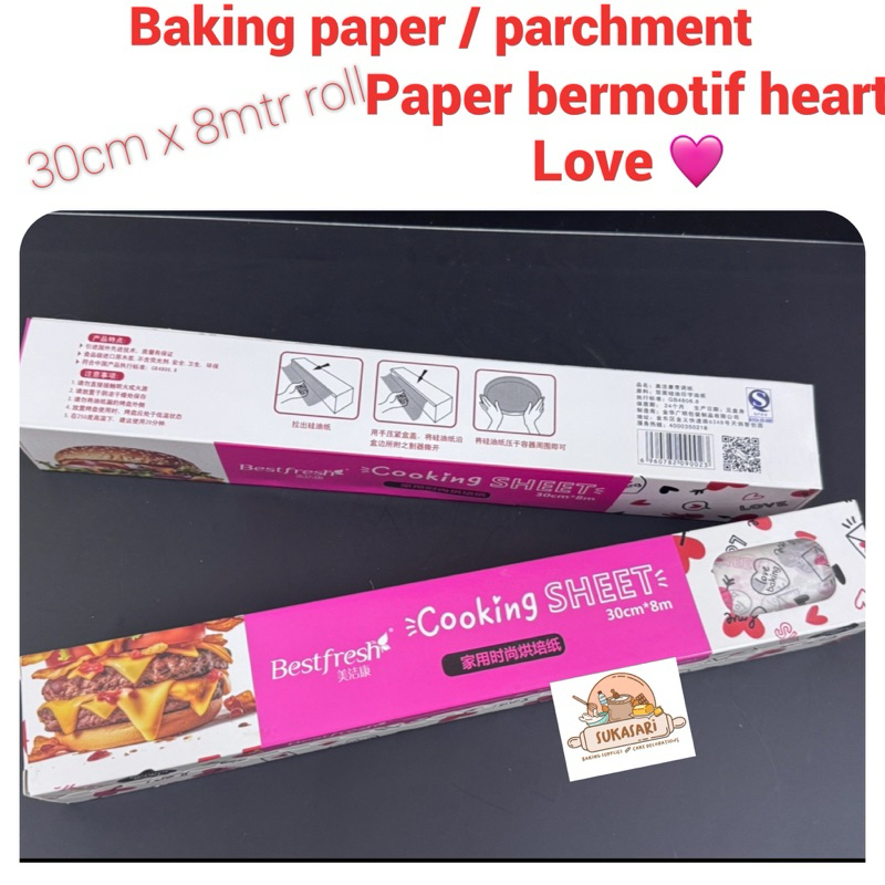 Jual Baking paper Best Fresh 30cm x 8 mtr roll Motif heart love ...