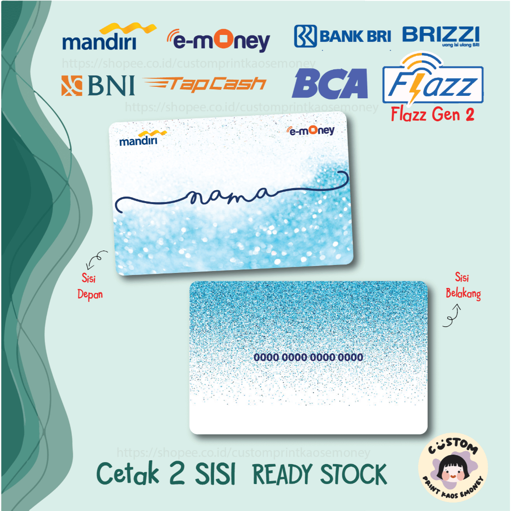 Jual KARTU E MONEY E TOLL CUSTOM NAMA GLITTER BLUE WHITE BIRU PUTIH ...