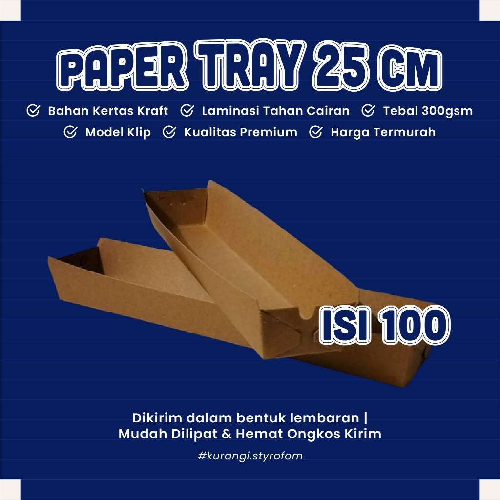 Jual ISI 100 - Wadah Kertas Box Dus Packing Makanan SOSIS Uk. 25x4x2,5 ...