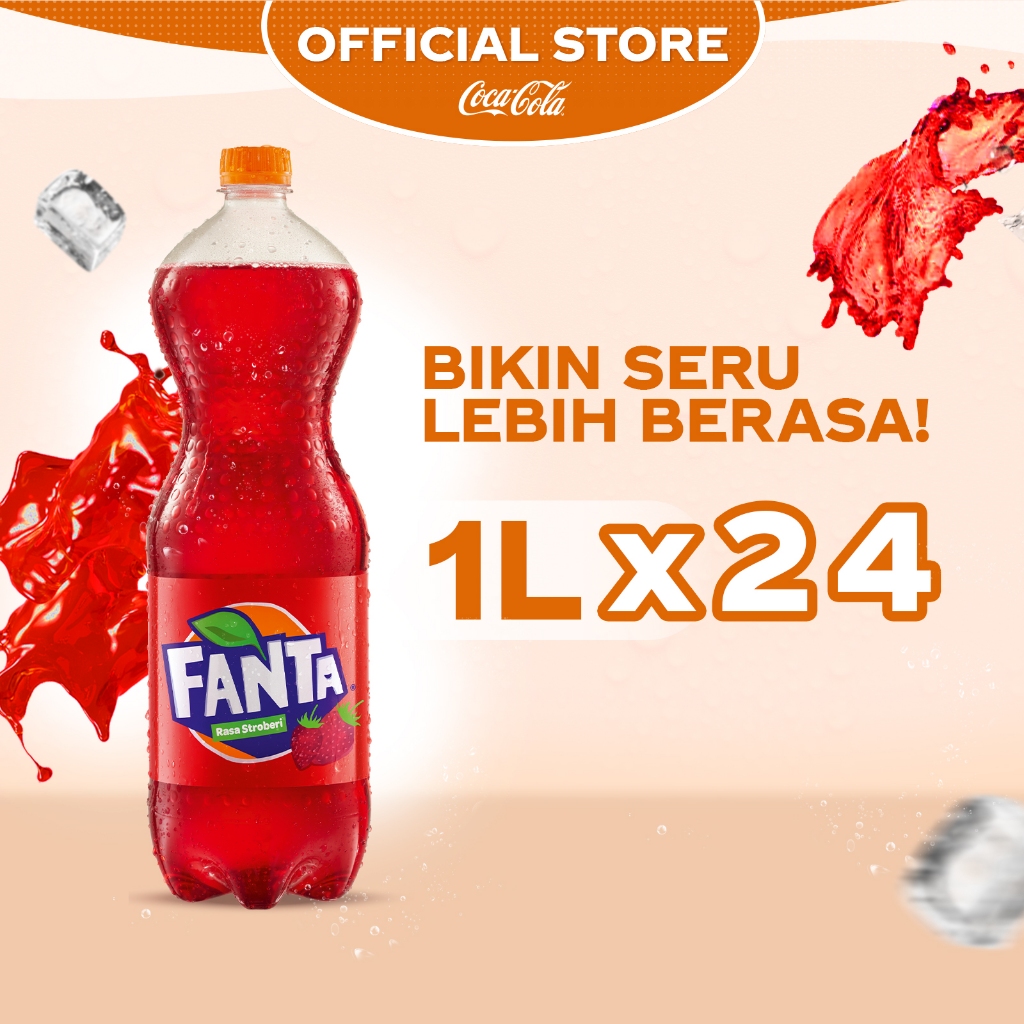 Jual Fanta Rasa Strawberry Minuman Soda - Botol 1L x 24pcs | Shopee ...