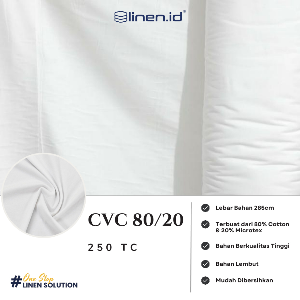 Jual [Bahan Sprei Putih] Kain 80/20 CVC Polos 250TC Lebar 285cm | Shopee Indonesia