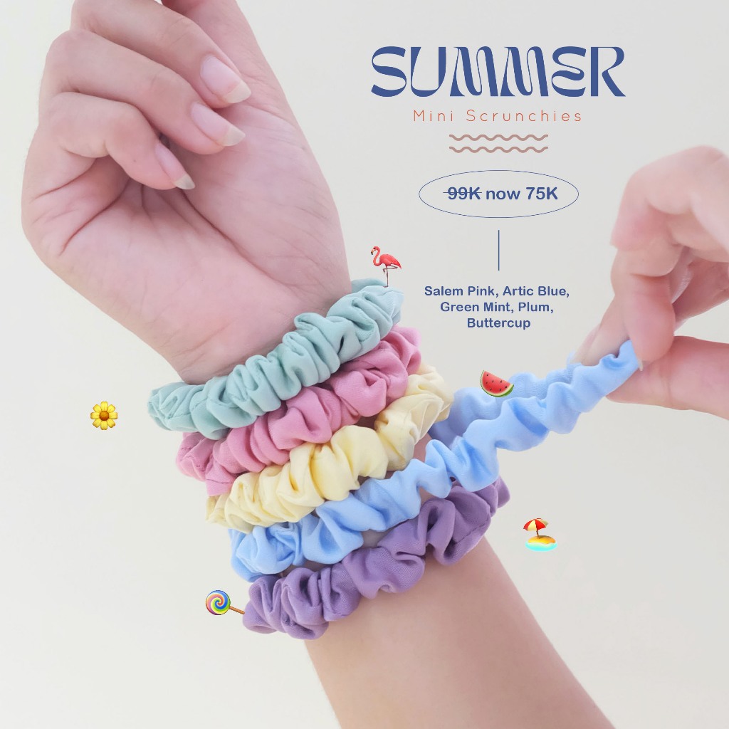 Jual SUMMER EDITION SCRUNCHIE MINI | Scrunchies Premium Satin Silk ...