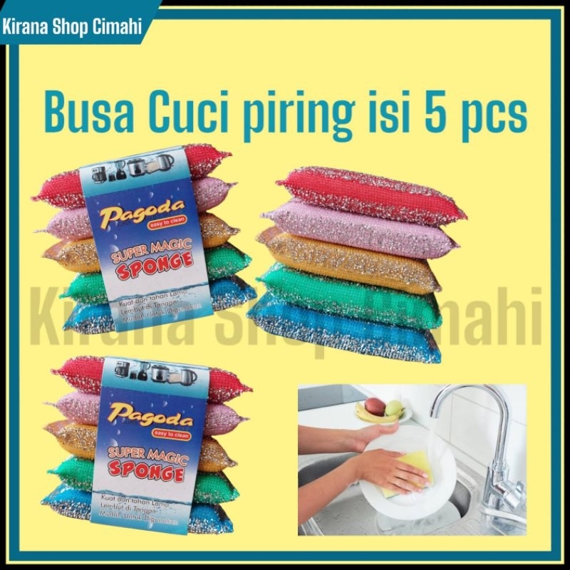Jual spon / busa cuci piring isi 5 pcs | Shopee Indonesia