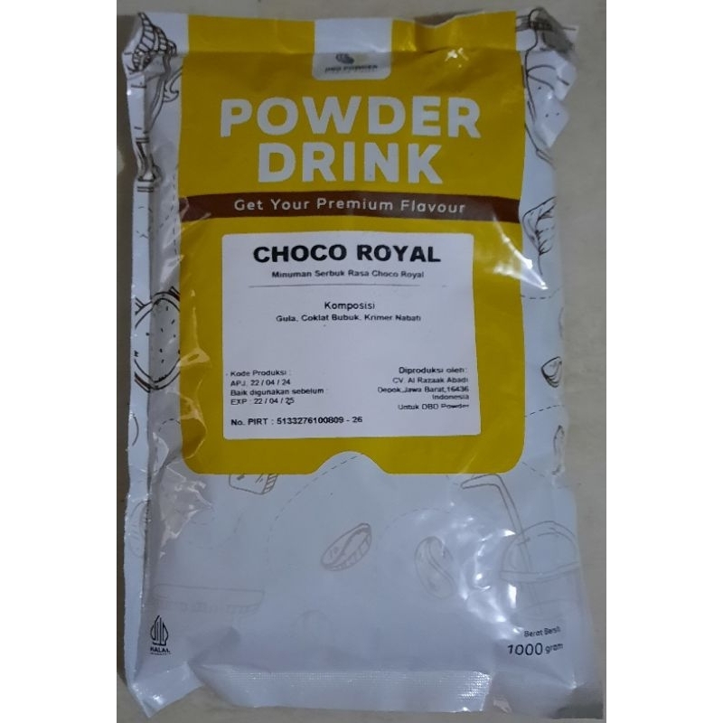 Jual dbd powder drink premium flavour CHOCO ROYAL 1000 gram / 1 kg ...