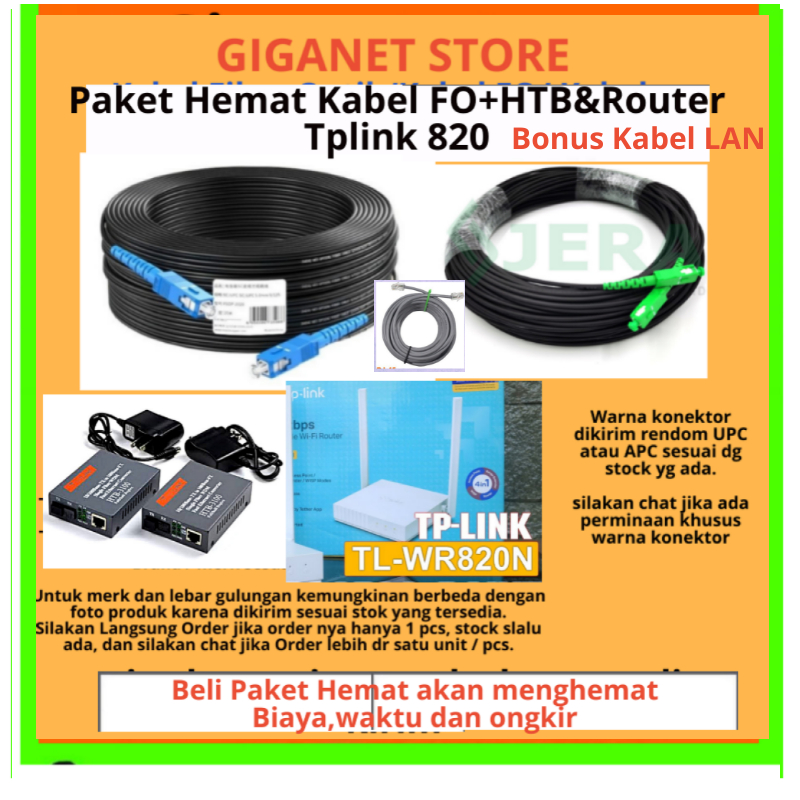 Jual Kabel Fiber Optik Dropcore Kabel FO precon 50m 55m 75m 80m Bundling HTB Router wifi Tplink ...