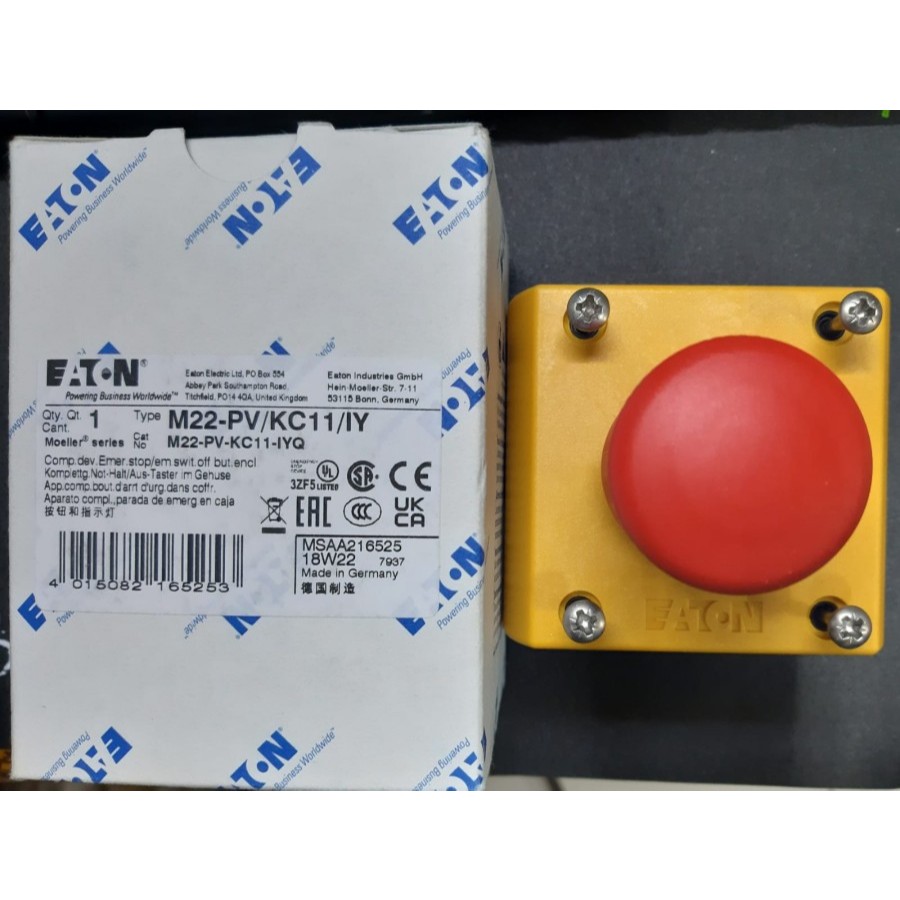 Jual EATON M22-PV/KC11/IY 216525 Emergency Stop Pull to Release 1NO+1NC EATON M22-PV/KC11/IY ...