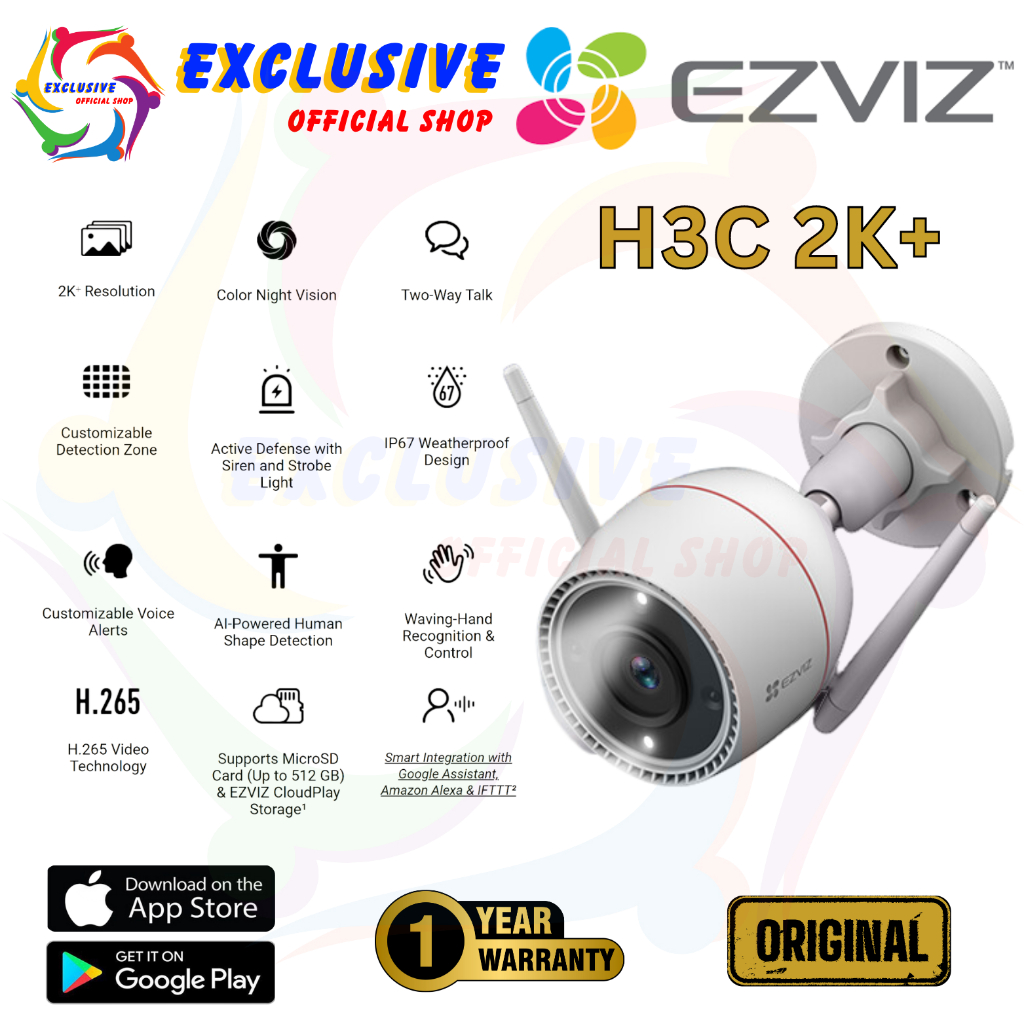 Jual EZVIZ H3C 2K+ 4MP Smart Home Wifi IP Camera CCTV Outdoor 1440p ...