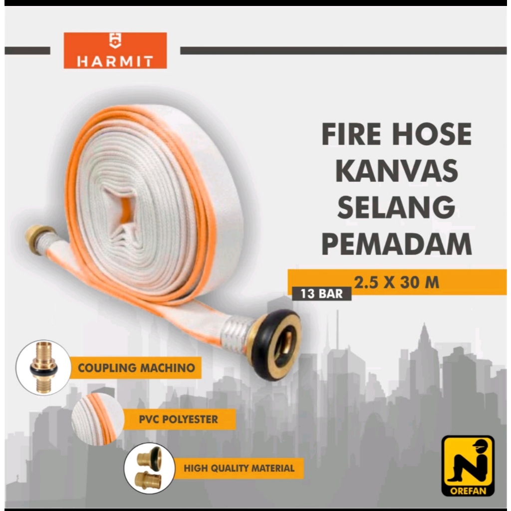 Jual Selang Hydrant Pemadam Fire Hose kanvas 13 Bar 2 inch + Coupling ...
