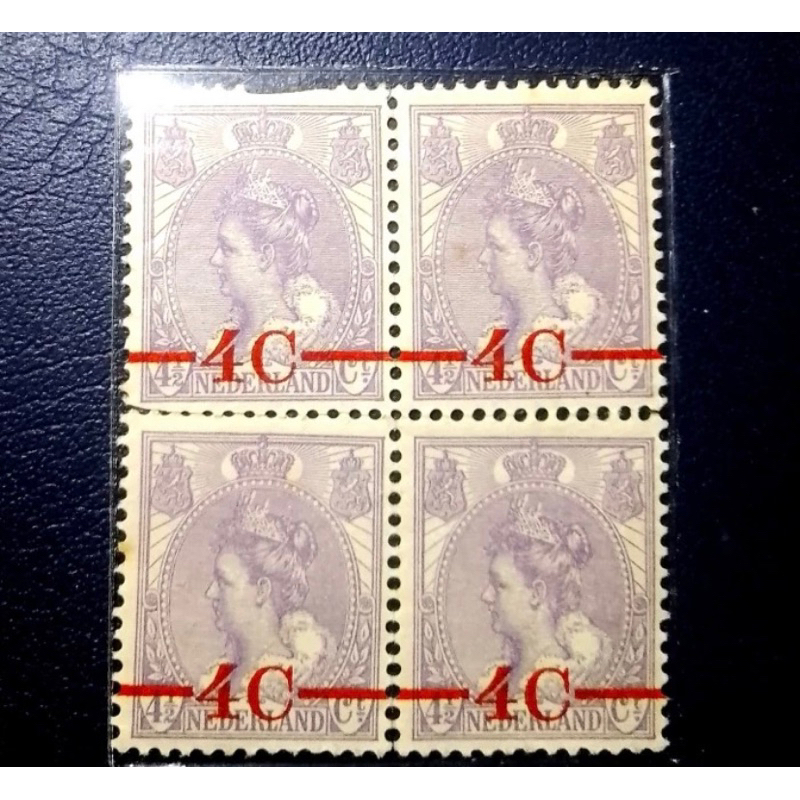 Jual perangko langka nederland 1901 ratu Wilhelmina CT 4c blok 4 mint ...