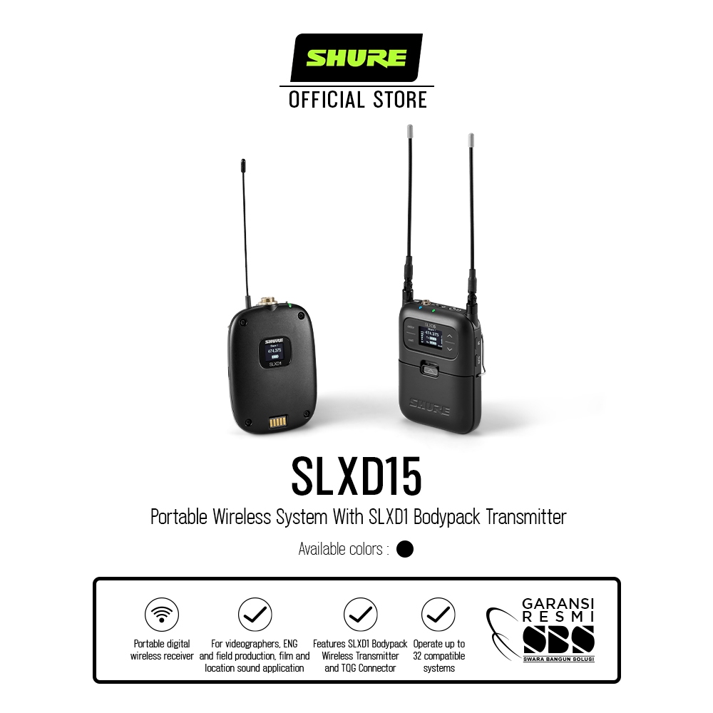 Jual Shure SLXD15 Portable Wireless System With SLXD1 Bodypack ...