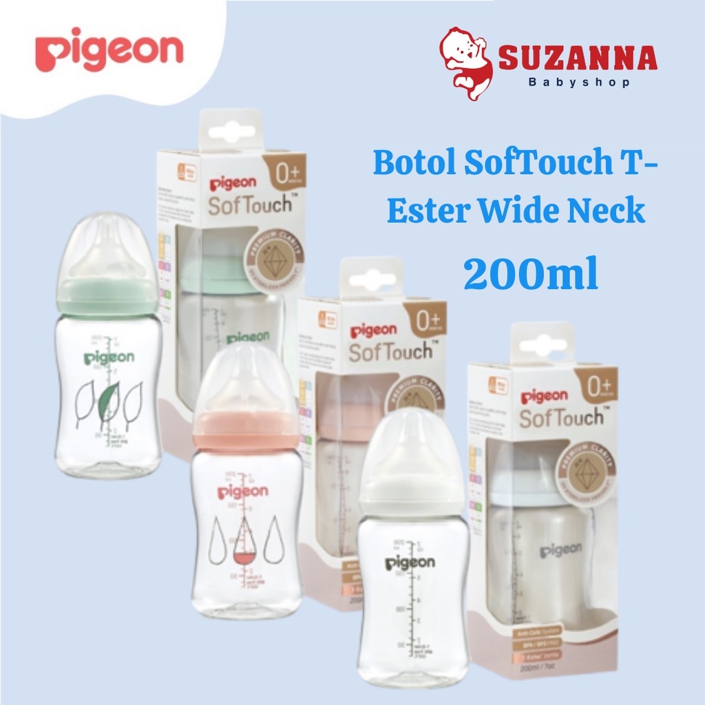 Jual Pigeon Botol T-Ester Wide Neck Soft Touch 200 ML // Botol Susu 0M+ | Shopee Indonesia