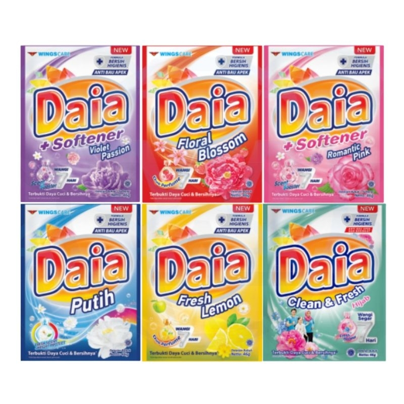 Jual [1 Sachet] DAIA Detergent Powder 45g - Detergen Bubuk Daia Kemasan ...