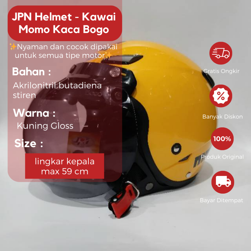 Jual JPN Helmet - Helm Bogo Kawai Momo | Helm Bogo Kuning Gloss - Helm ...