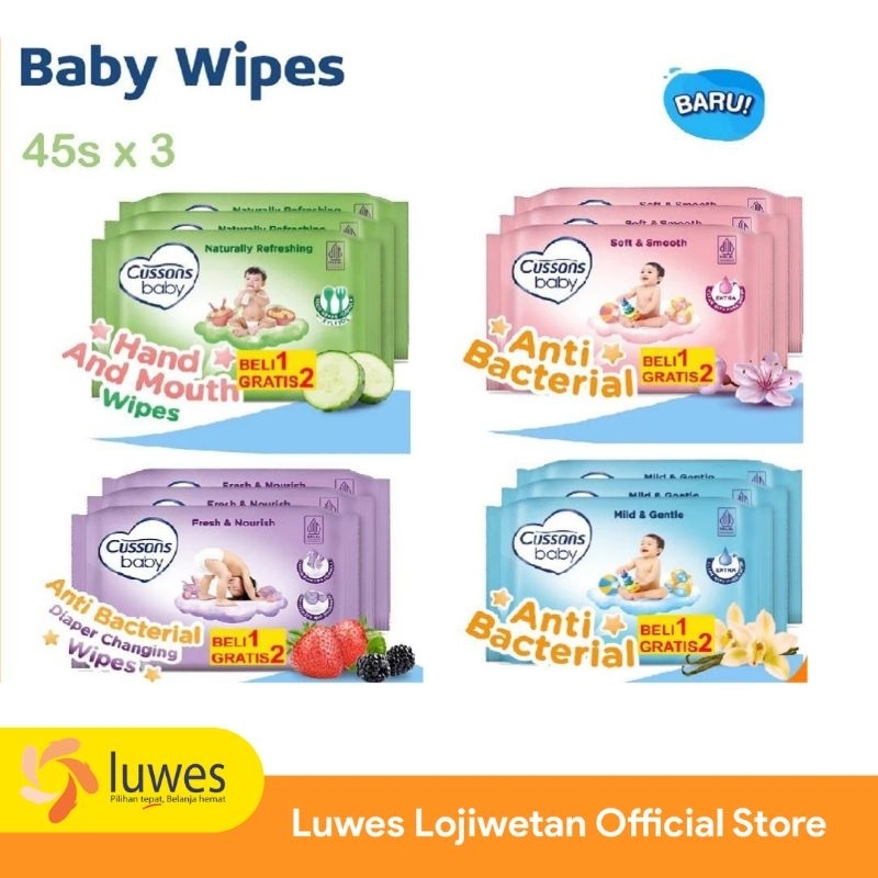 Jual Cussons Baby Wipes 45's Beli 1 Gratis 2 - Tissue Basah Bayi ...