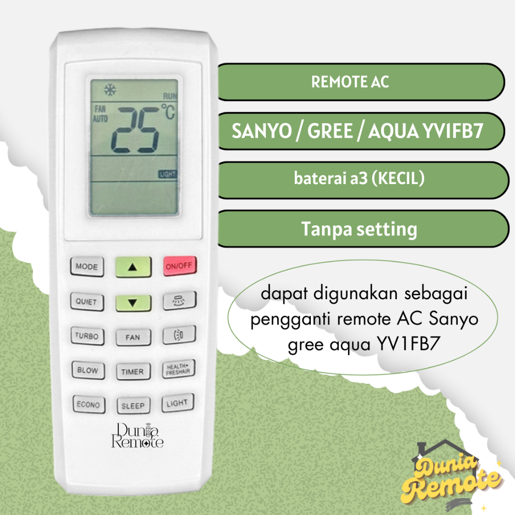 Jual Remot Remote Ac Gree tombol pink (Gree,Sharp,Sanyo,Aqua) Multi ...