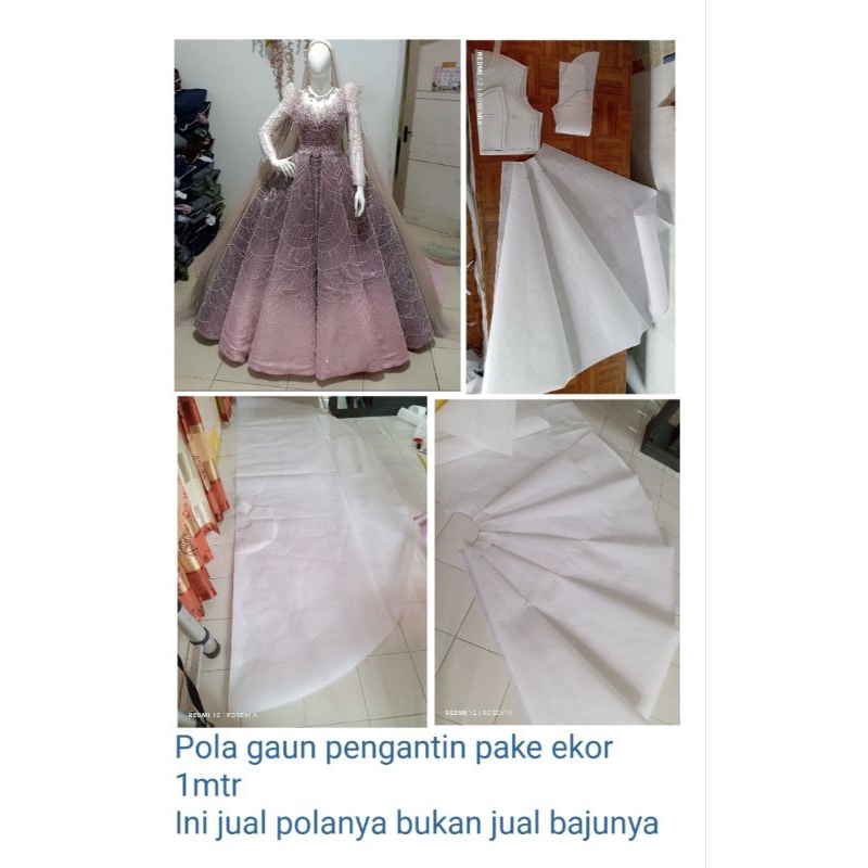 Jual pola gaun pengantin pake ekor 1mtr | Shopee Indonesia