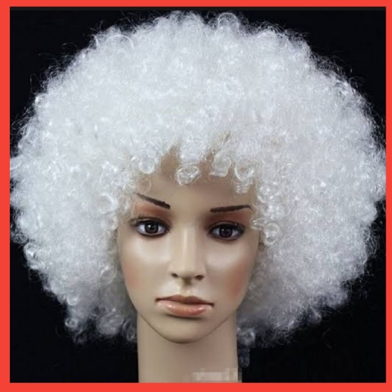 Jual Wig Kribo Untuk Wanita Atau Pria Warna Putih Rambut Palsu Kribo ...
