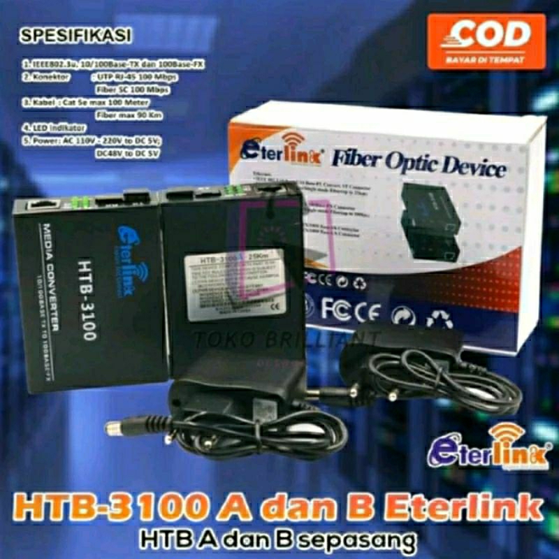 Jual Sepasang HTB 3100 A+B 1 SET ETERLINK / NETLINK FIBER OPTIK Media ...