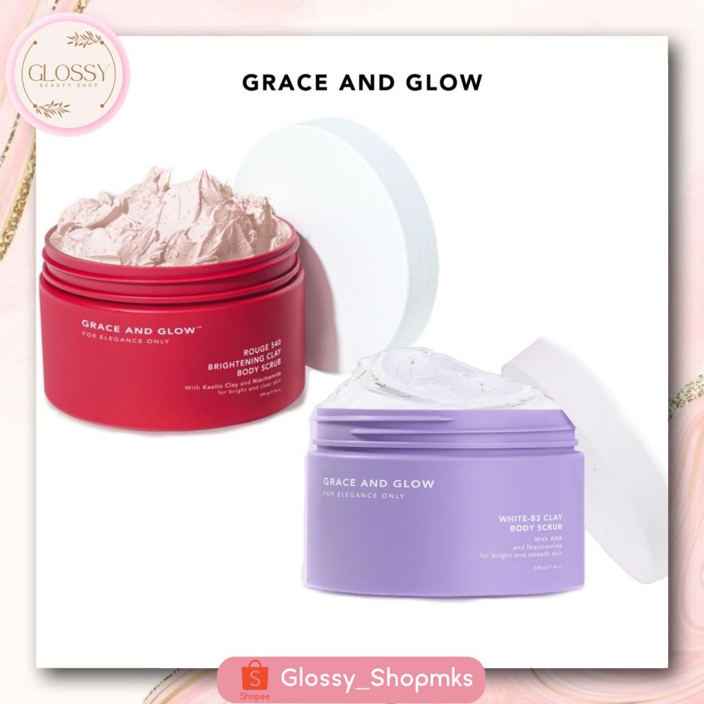Jual GRACE AND GLOW Clay Body Scrub Rouge 540 | White B3 | Shopee Indonesia