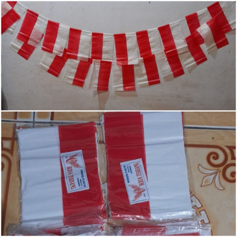 Jual bendera renteng plastik plus TALI bendera merah putih bendera ...