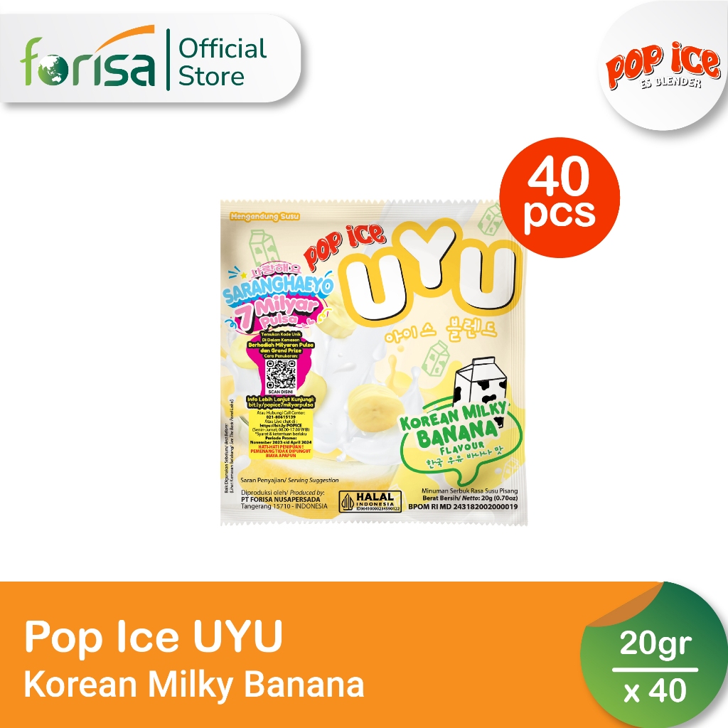 Jual Pop Ice Milk Shake Powder UYU Rasa Korean Milky Banana 20 gr 10 ...