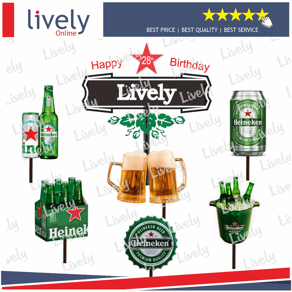 Jual CUSTOM NAMA CAKE TOPPER KARAKTER HEINEKEN HIASAN KUE ULANG TAHUN ...
