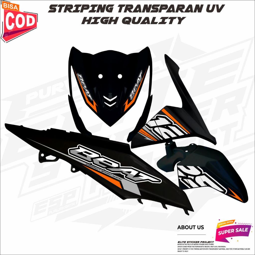Jual STRIPING TRANSPARAN VARIASI HONDA BEAT FI OLD 2013 2015 STICKER ...