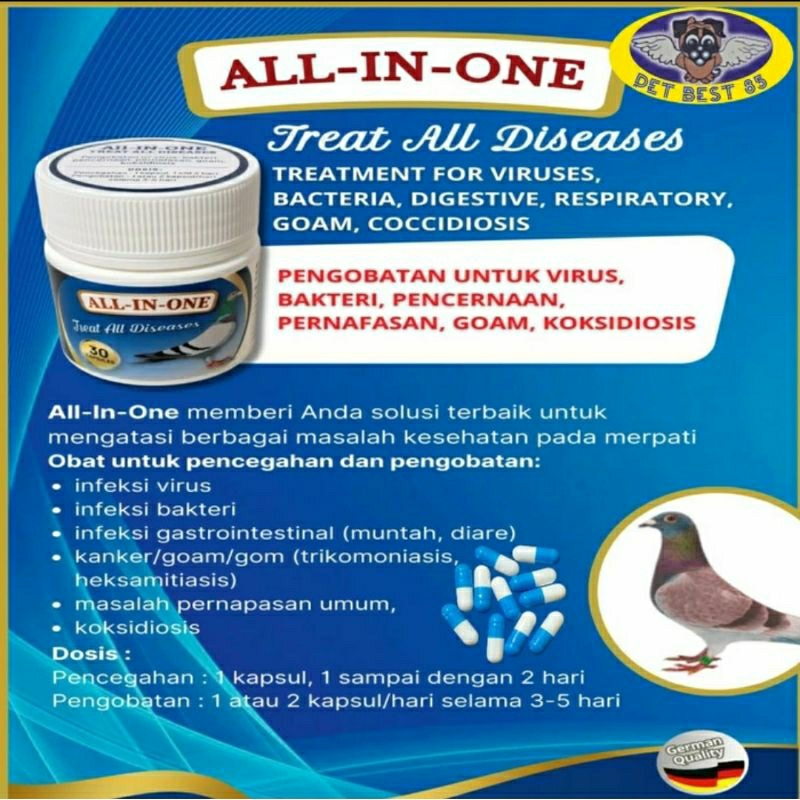 Jual Obat Burung All In One 30 Capsule Mengobati Segala Penyakit Burung ...