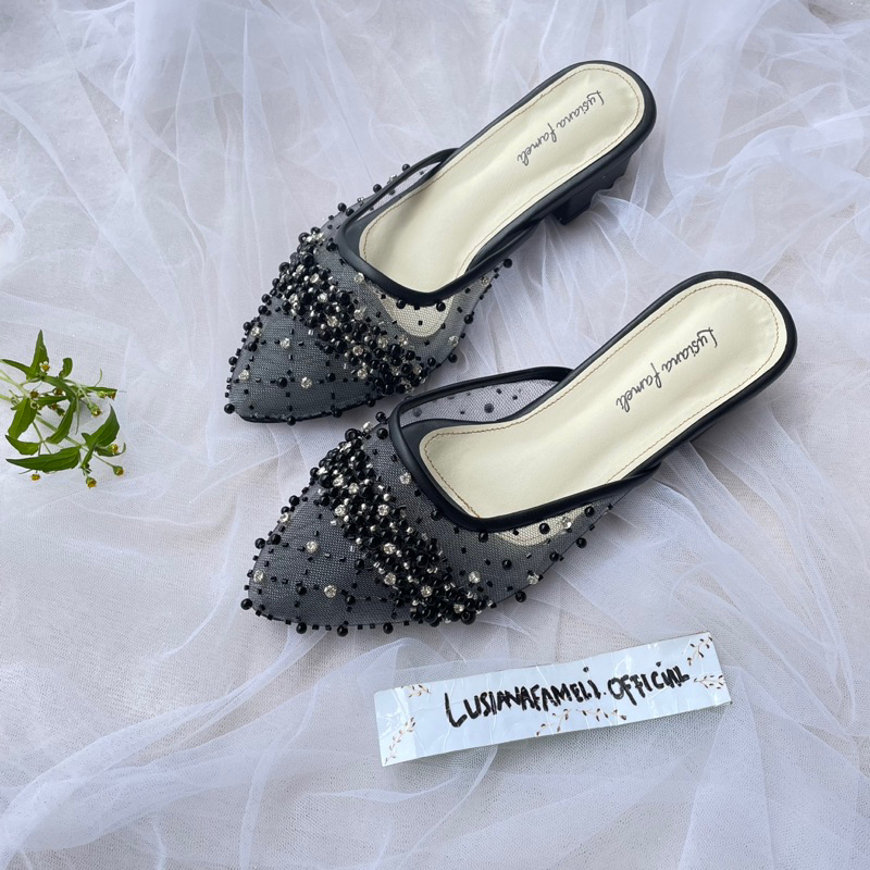 Jual LAURELS I sepatu heels Payet pengantin heels lamaran hak datar - 7 ...