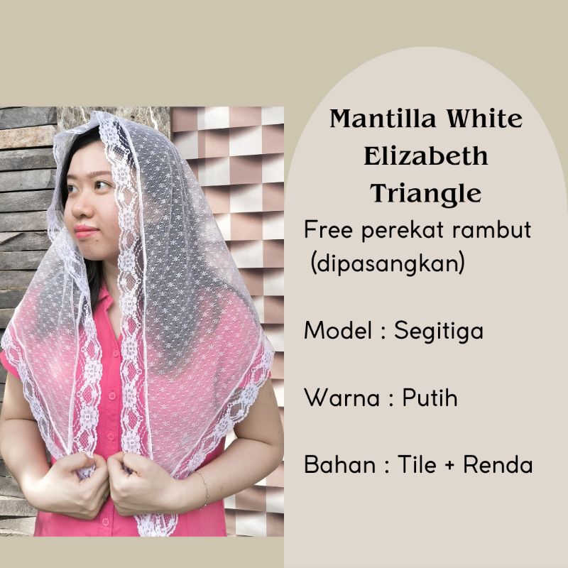 Jual Mantilla Mantila Kerudung Doa Misa Church Veil White Elizabeth ...