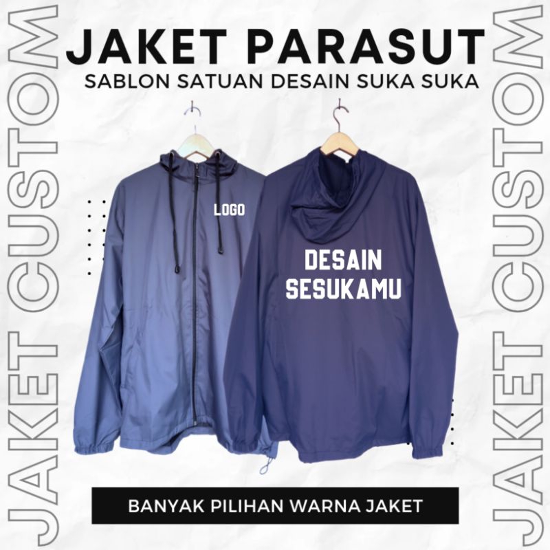 Jual Jaket parasut kupluk sablon satuan desain suka suka original higg ...