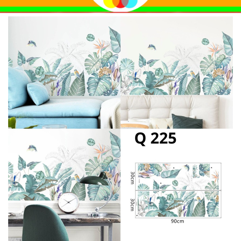 Jual Wallsticker Wallstiker Wall Sticker Stiker Dinding Motif Daun Hijau Tempelan Hiasan ...
