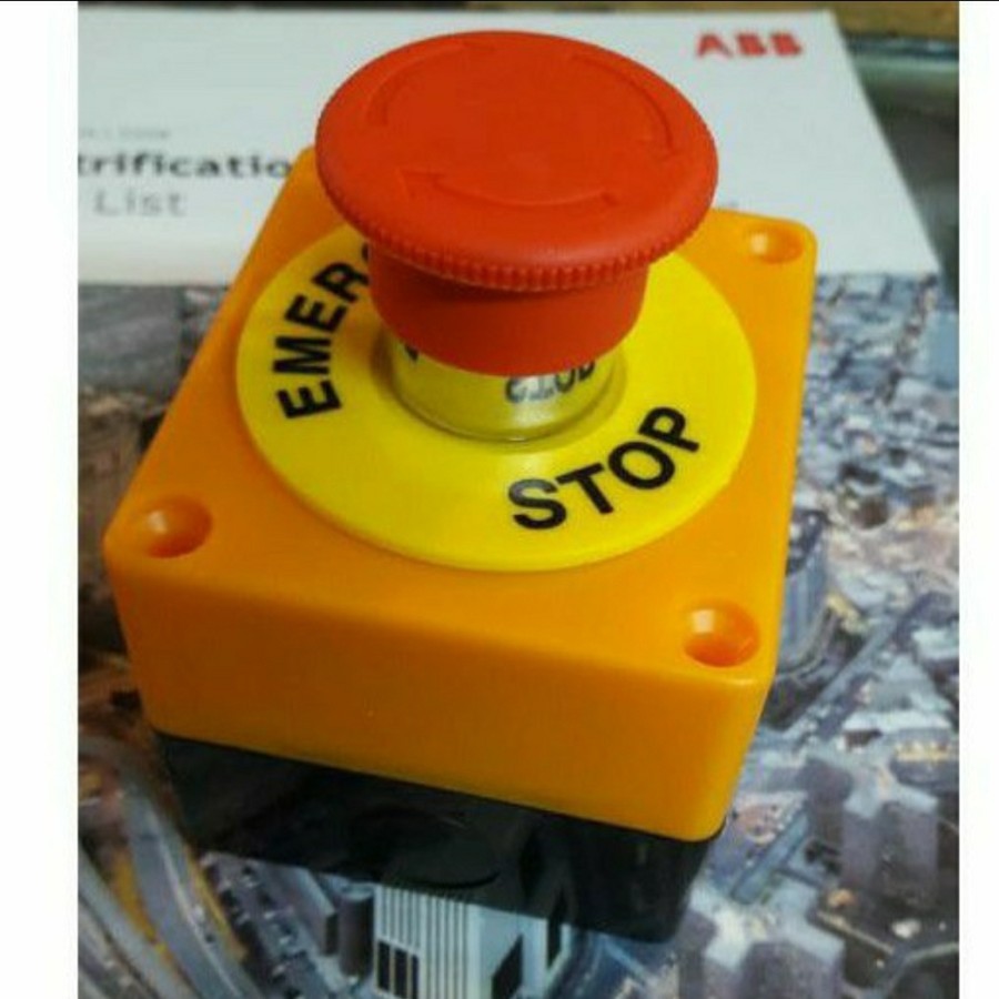 Jual Emergency Stop Push Button Merah + Box + Label Name | Shopee Indonesia