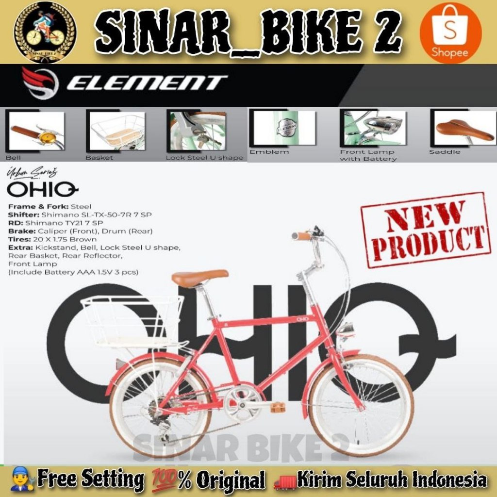 Jual Sepeda City Bike ELEMENT OHIO URBAN Minivelo Ukuran 20 Inch 7 ...