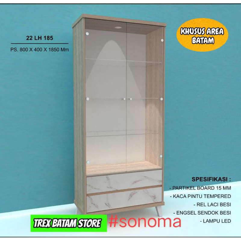 Jual LEMARI HIAS KACA DUAL LACI BAWAH JMG FURNIS SONOMA SERIES [ BATAM ...