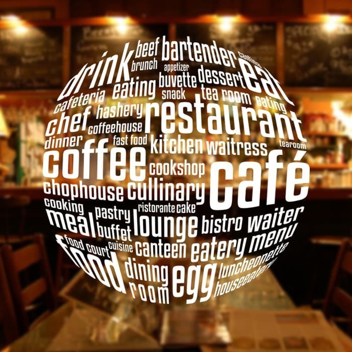 Jual Stiker Cafe Resto Words Bulat Wall Sticker Kaca Dinding Jendela ...